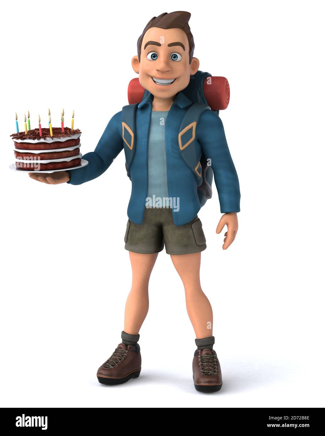 Fun illustration of a 3D cartoon backpacker Stock Photo - Alamy