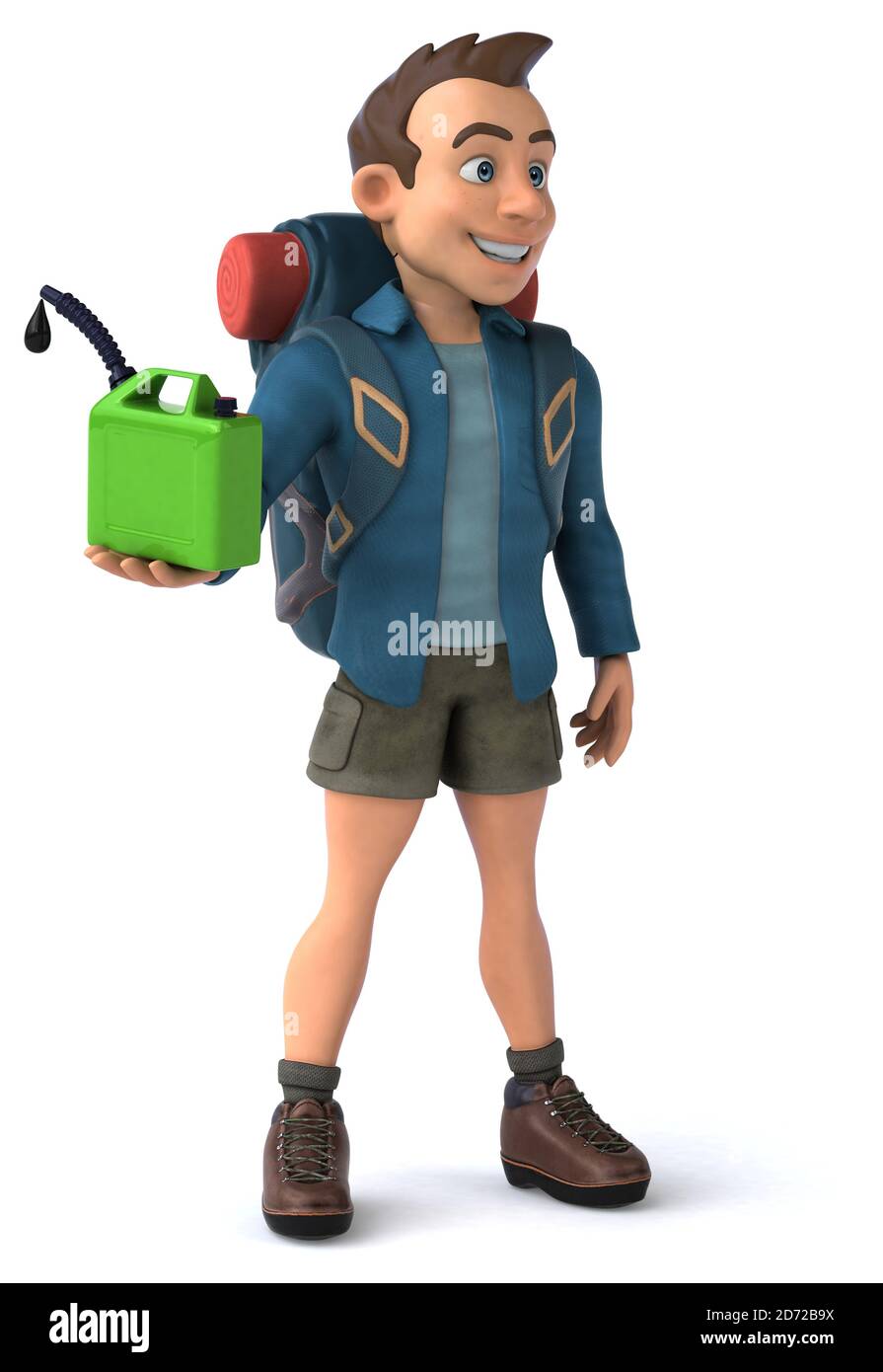 Fun illustration of a 3D cartoon backpacker Stock Photo - Alamy