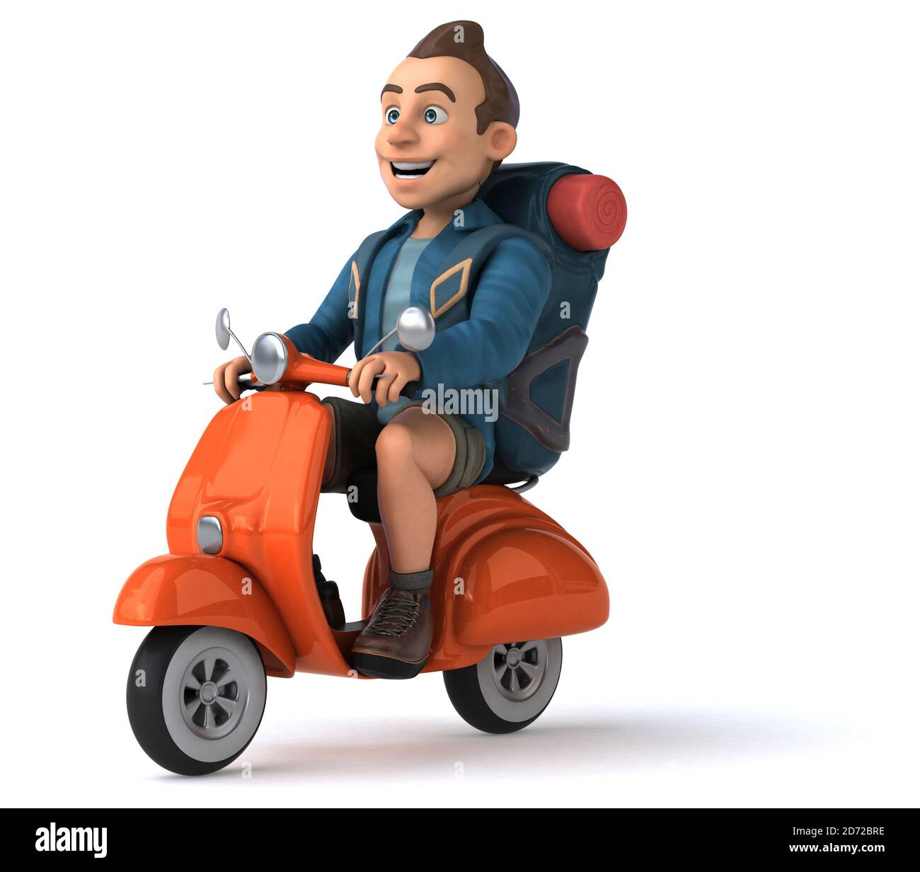 Fun illustration of a 3D cartoon backpacker Stock Photo - Alamy