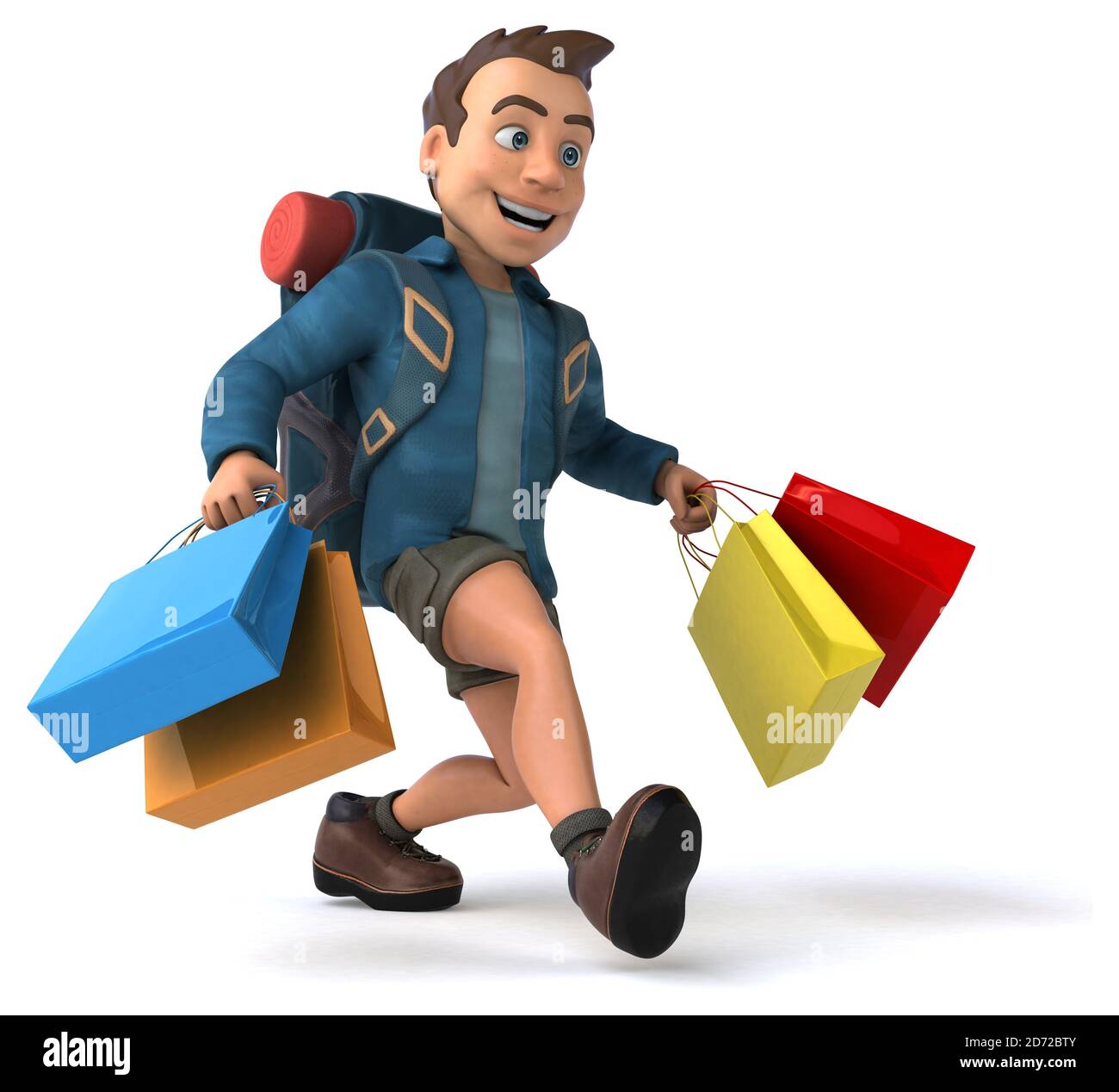 Fun illustration of a 3D cartoon backpacker Stock Photo - Alamy