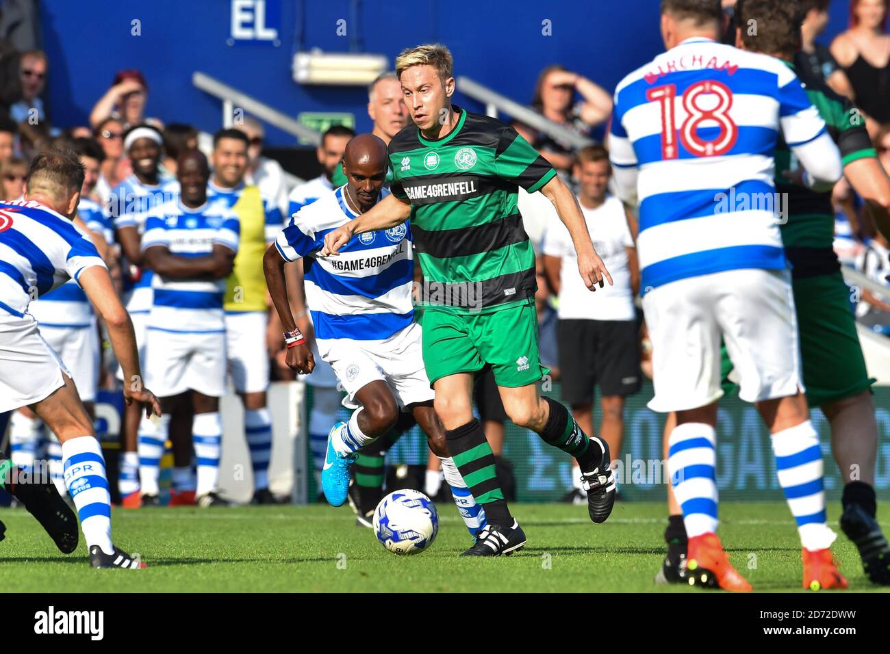 Russell Howard and Mo Farah during Game4Grenfell, a charity football ...