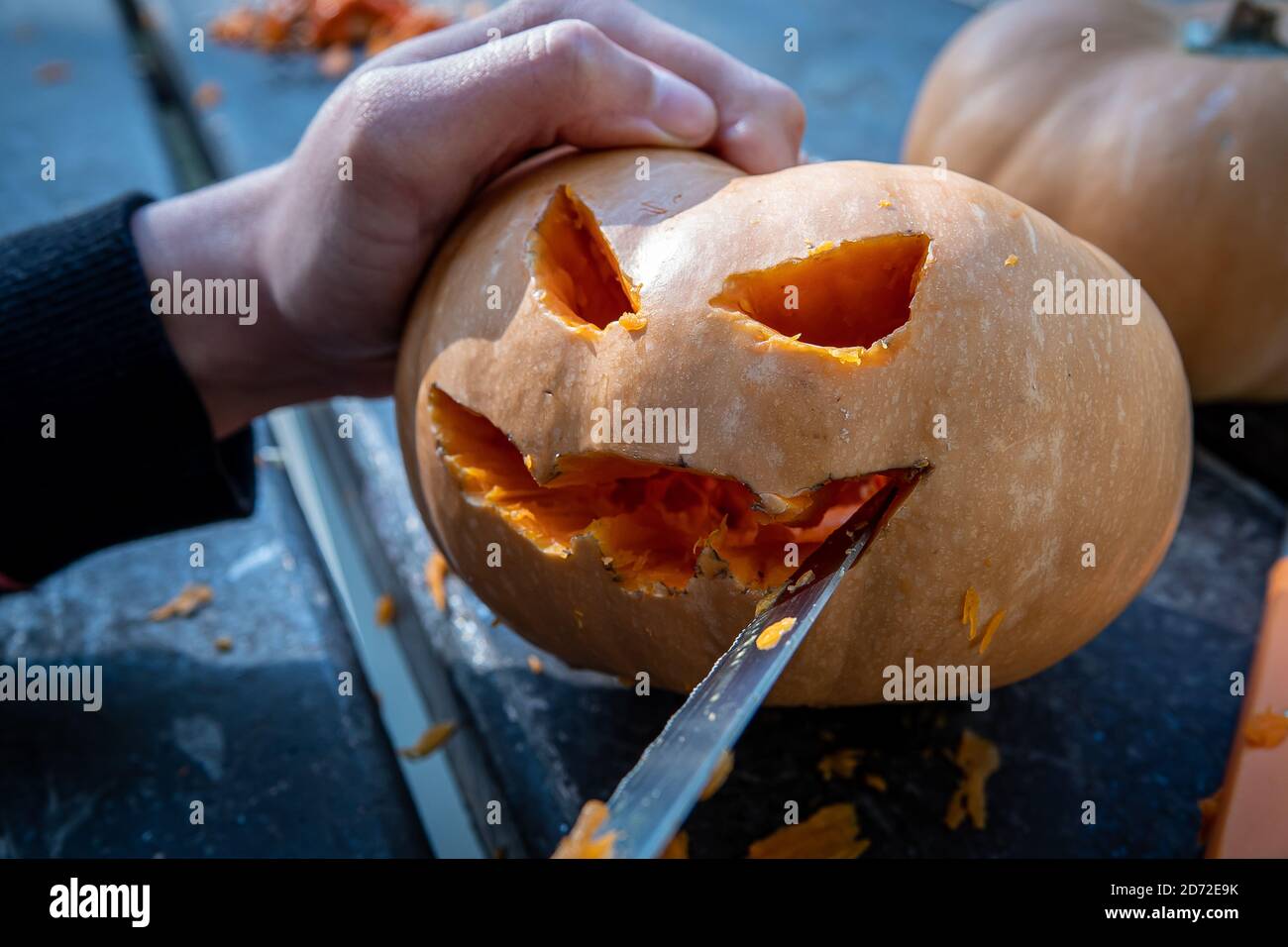 Making process of Halloween pumpkins Stock Photo - Alamy