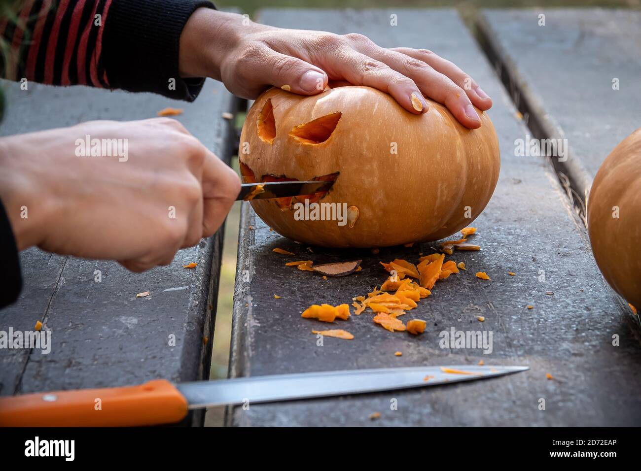 Making process of Halloween pumpkins Stock Photo - Alamy
