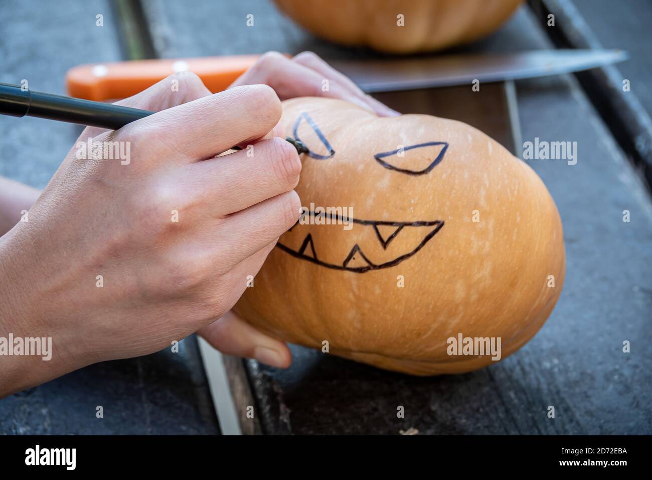 Making process of Halloween pumpkins Stock Photo - Alamy