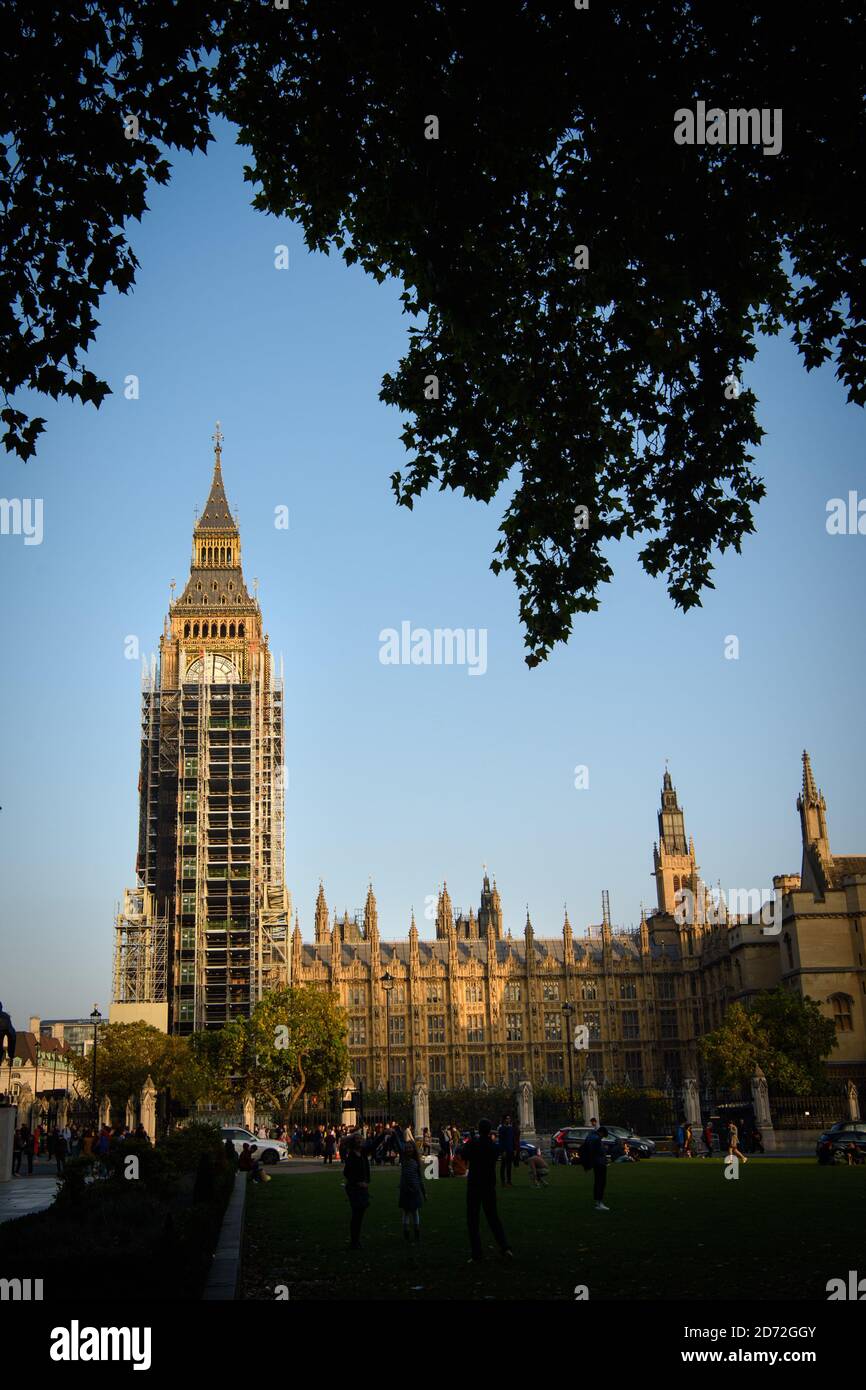 Scaffolding covers the Elizabeth Tower, known as Big Ben, as part of ...