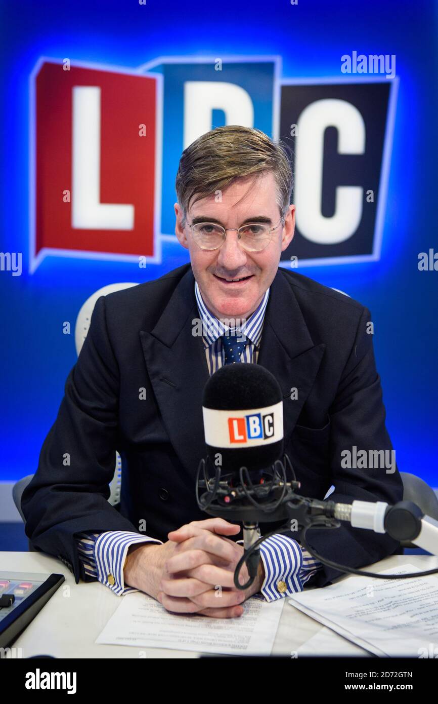 Jacob Rees-Mogg pictured in the LBC studio, London, where he guest ...