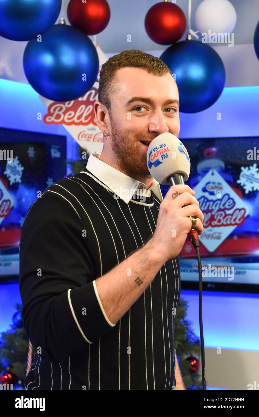 Sam smith attending capital radio jingle bell ball o2 hi-res stock ...
