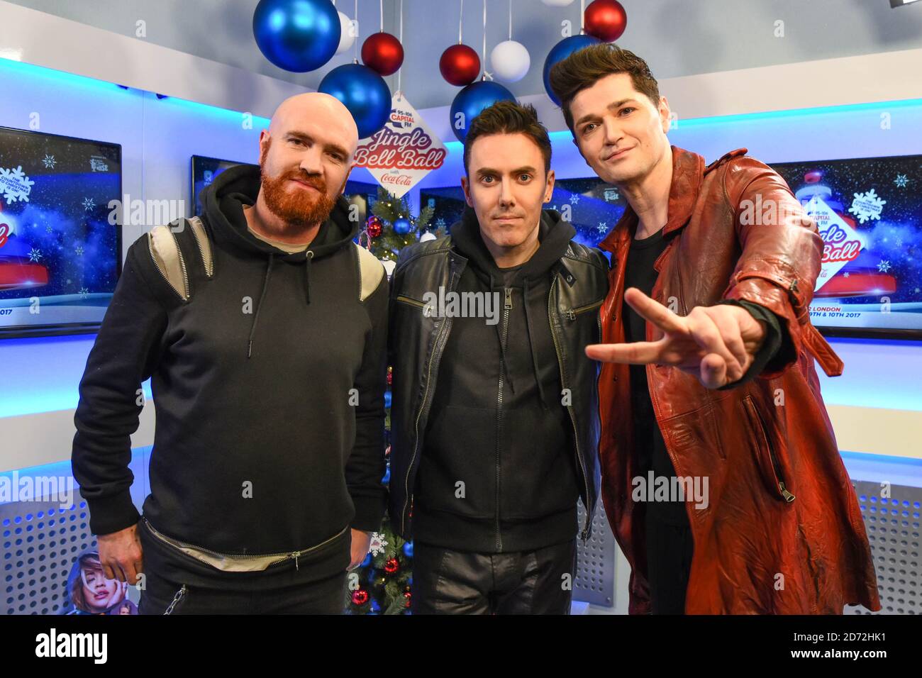 The Script pictured backstage during day two of Capital's Jingle Bell ...