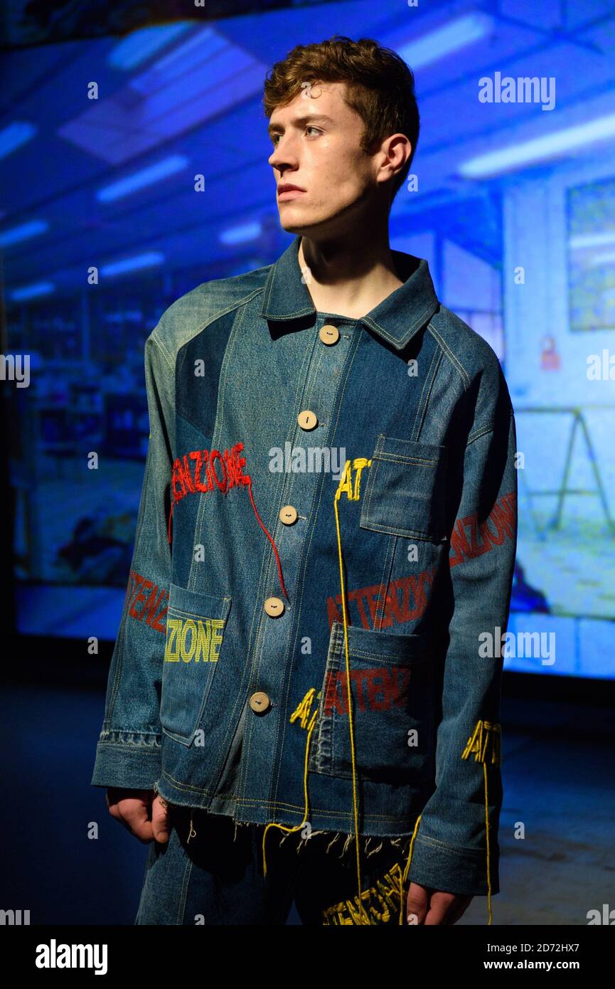 Models on the catwalk during the Bethany Williams London Fashion Week ...