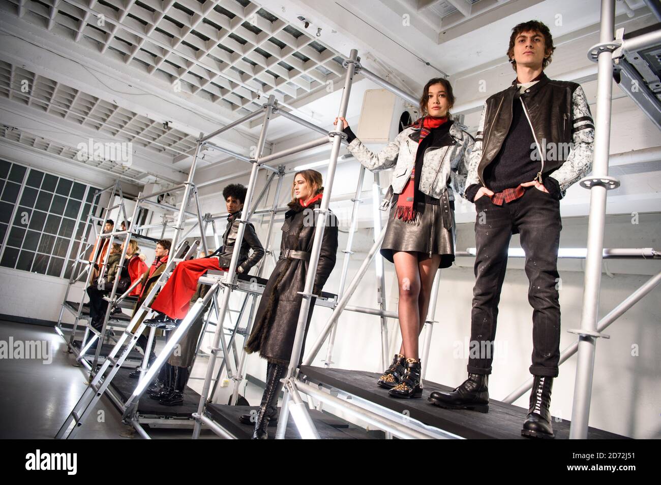 Models pictured during the Belstaff London Fashion Week Men's AW18 show ...