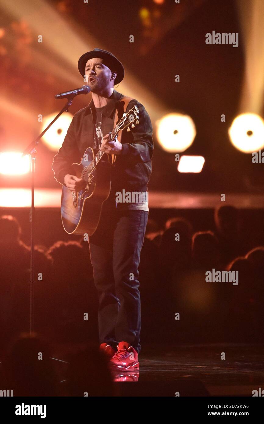 EDITORIAL USE ONLY. Justin Timberlake performs on stage at the Brit ...