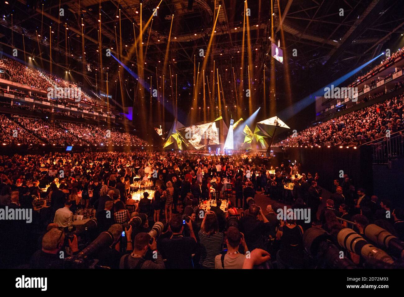 EDITORIAL USE ONLY. General view at the Brit Awards at the O2 Arena ...