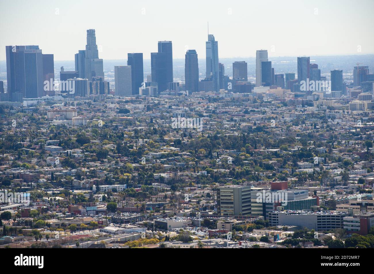 General view of the Los Angeles Skyline, taken from the Griffiths ...