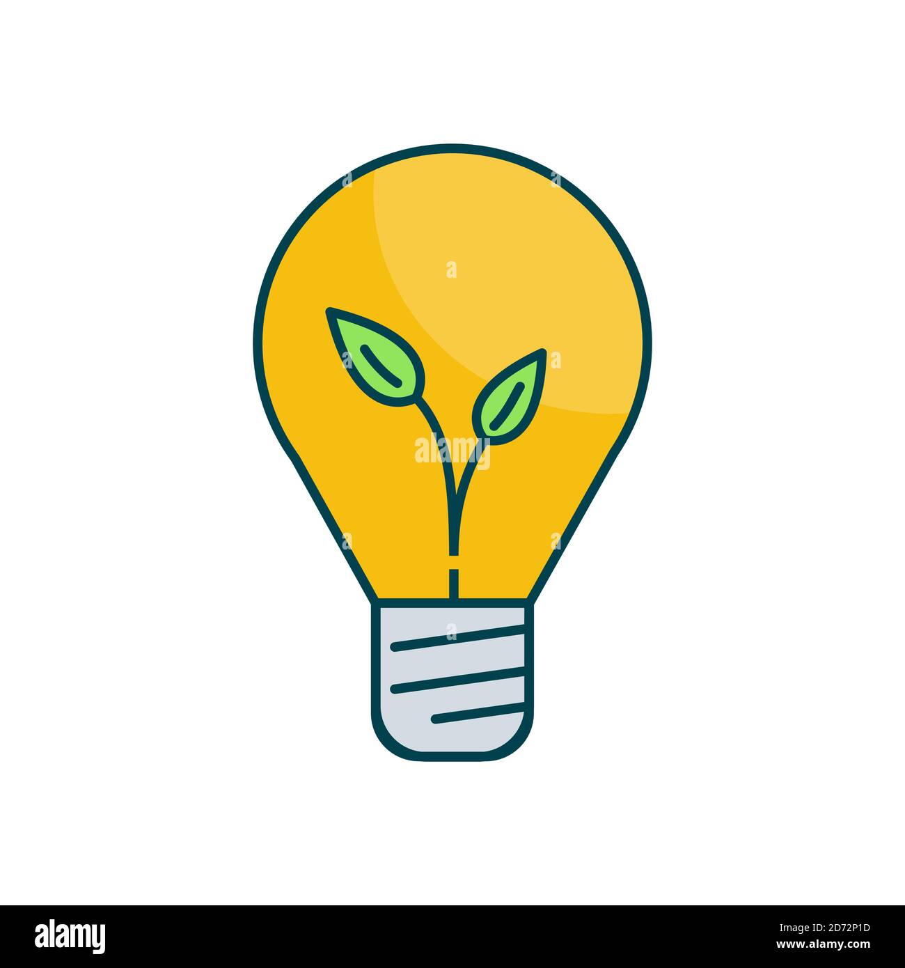 Eco light bulb friendly vector illustration. Outline style icon ...
