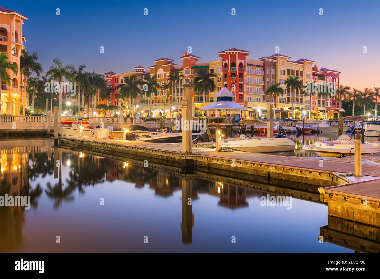 Naples, Florida, USA downtown cityscape on the bay at dusk Stock Photo ...