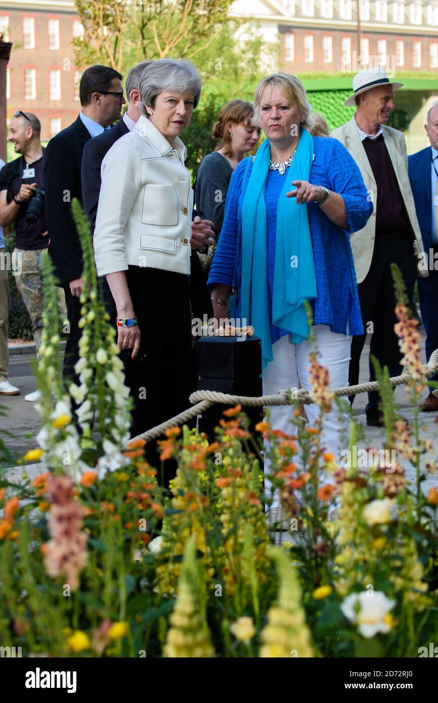Prime Minister Theresa May and RHS director Sue Biggs attending the ...