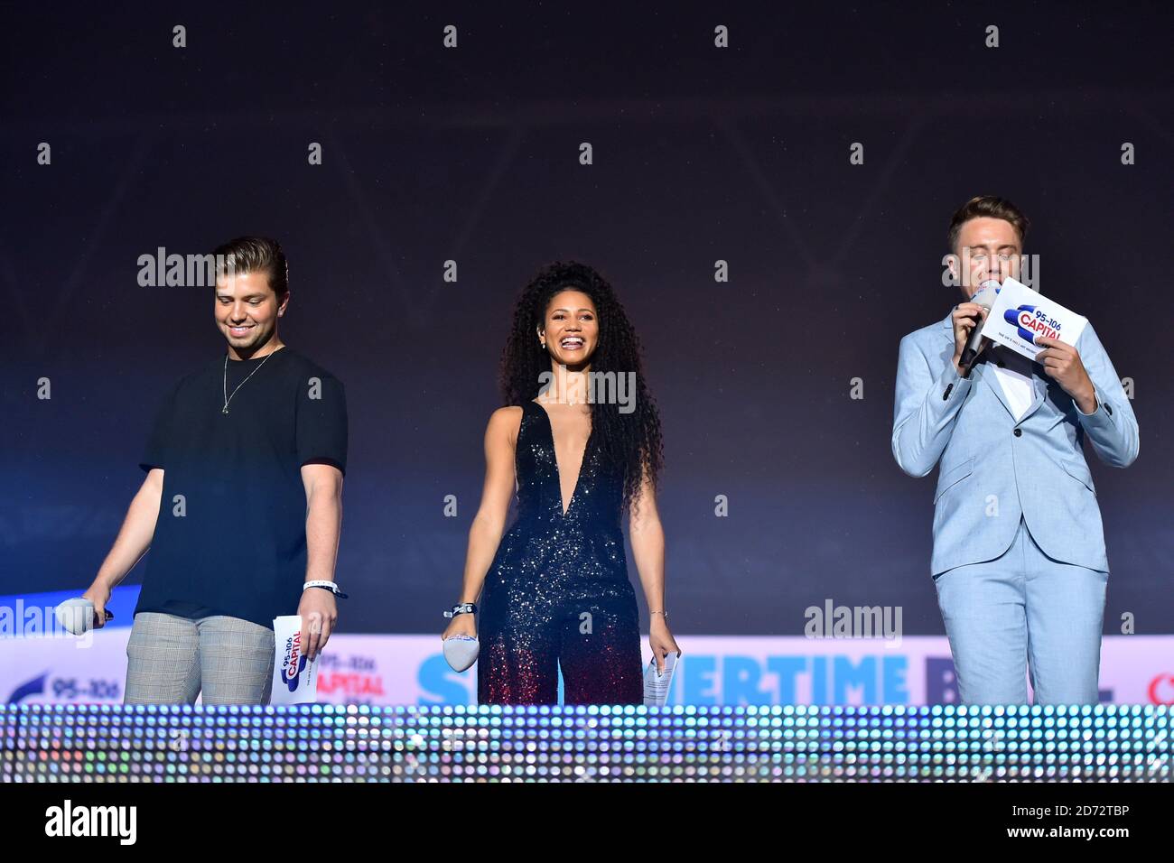 Sonny Jay, Vick Hope and Roman Kemp during Capital's Summertime Ball ...