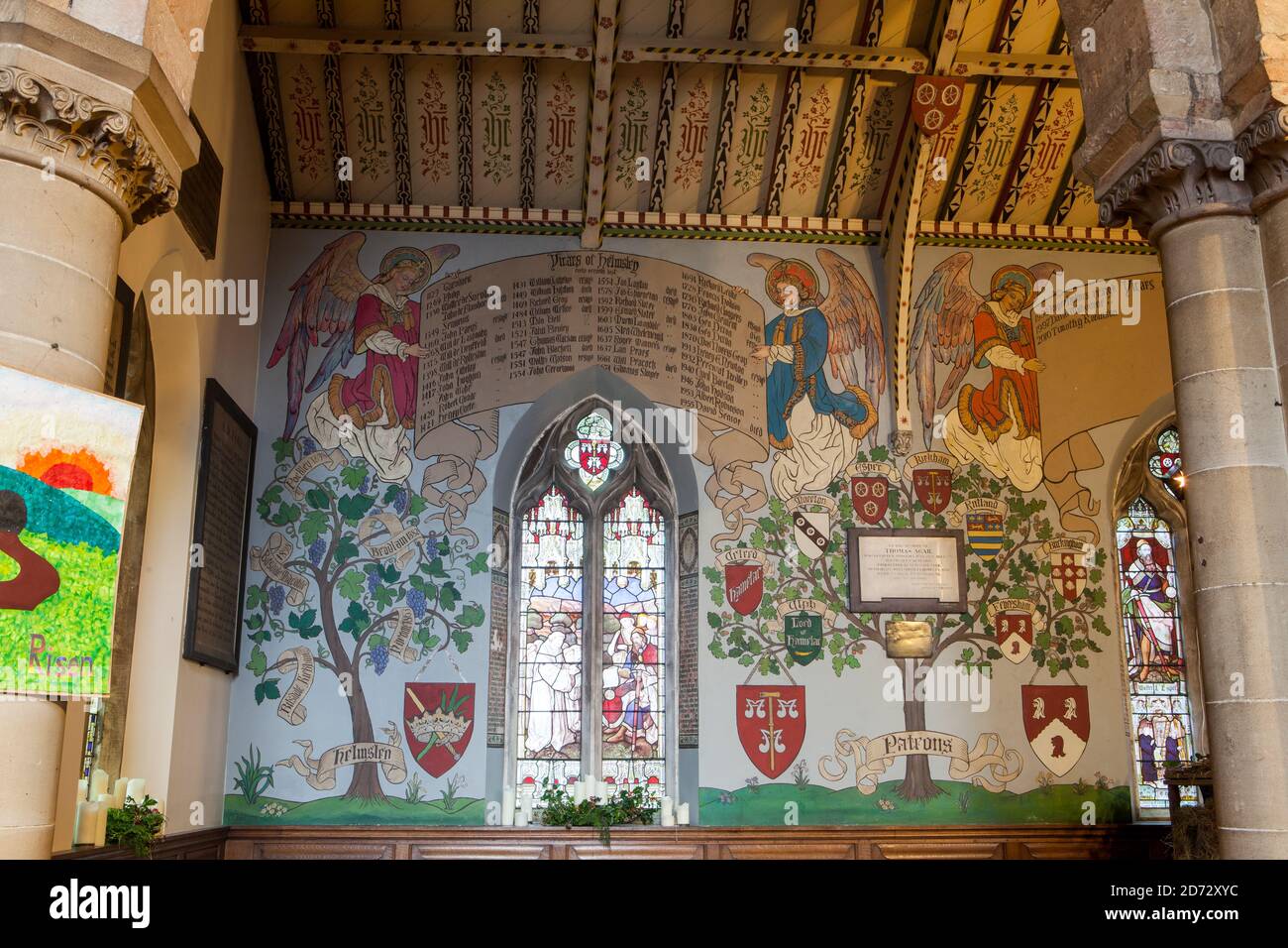 The colourful painted interior of All Saints Church in Helmsley, North ...