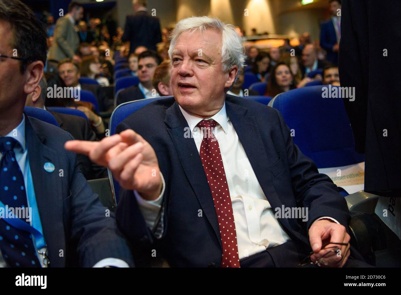David Davis MP in the audience as Boris Johnson MP speaks at a fringe ...
