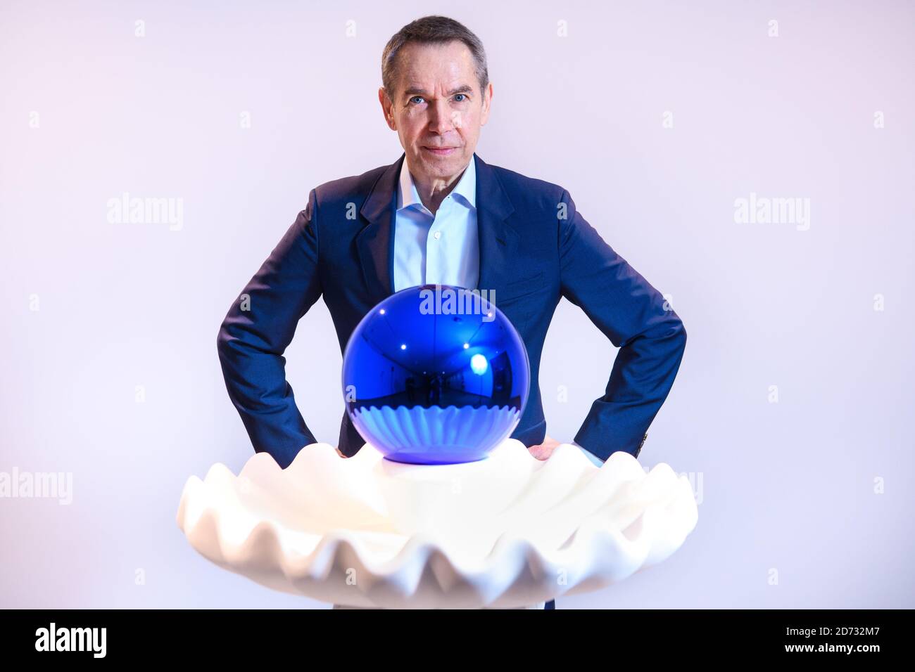 Artist Jeff Koons pictured with his work 'Gazing Ball', at the ...