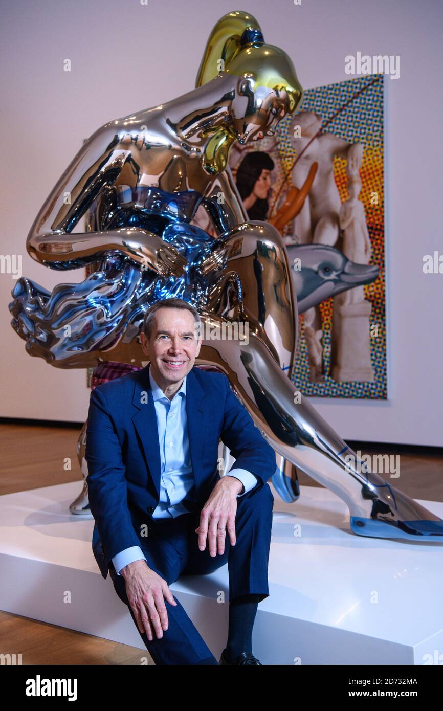 Artist Jeff Koons pictured with his work 'Seated Ballerina', at the ...