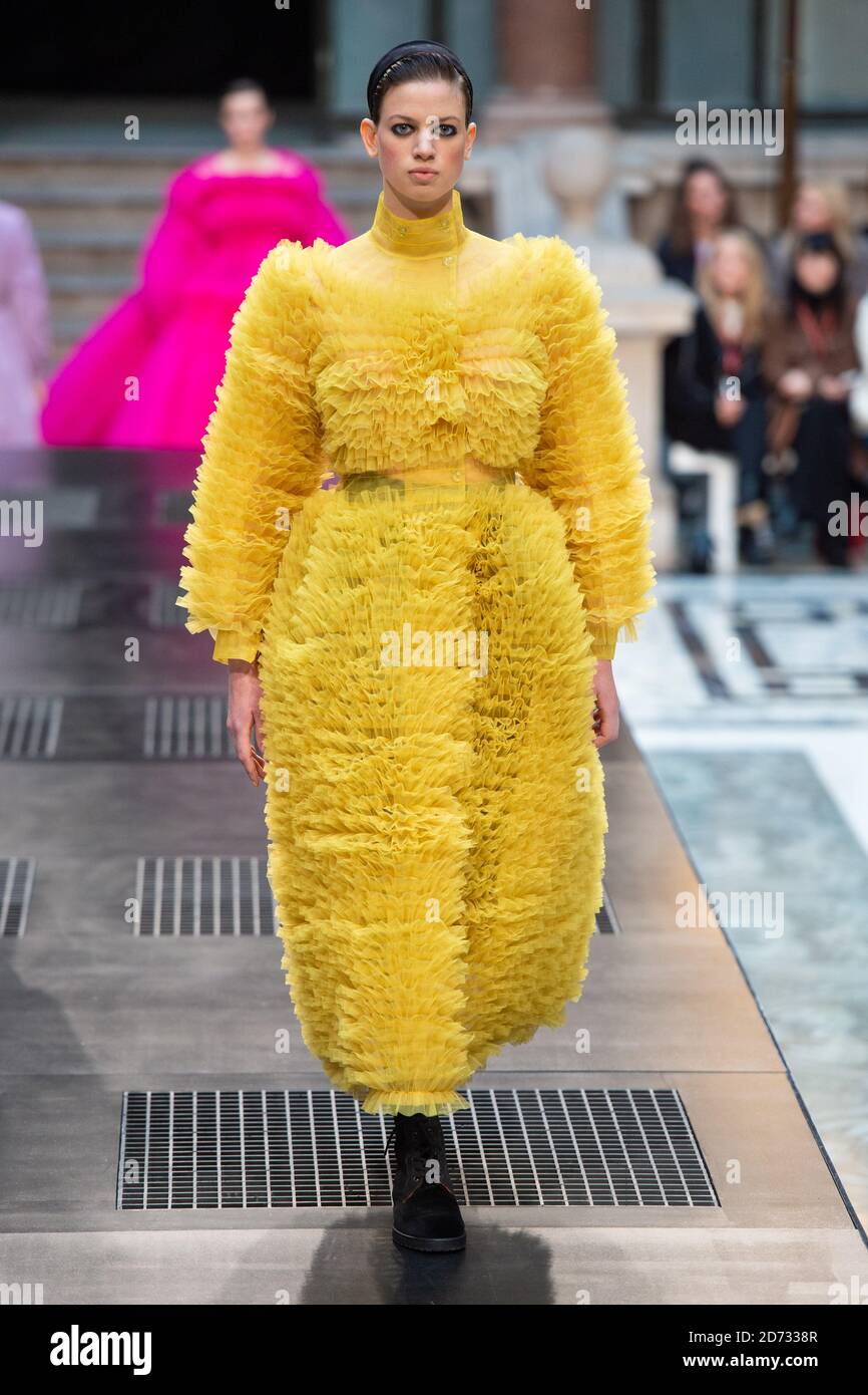 Lily McMenamy on the catwalk during the Molly Goddard fashion show ...