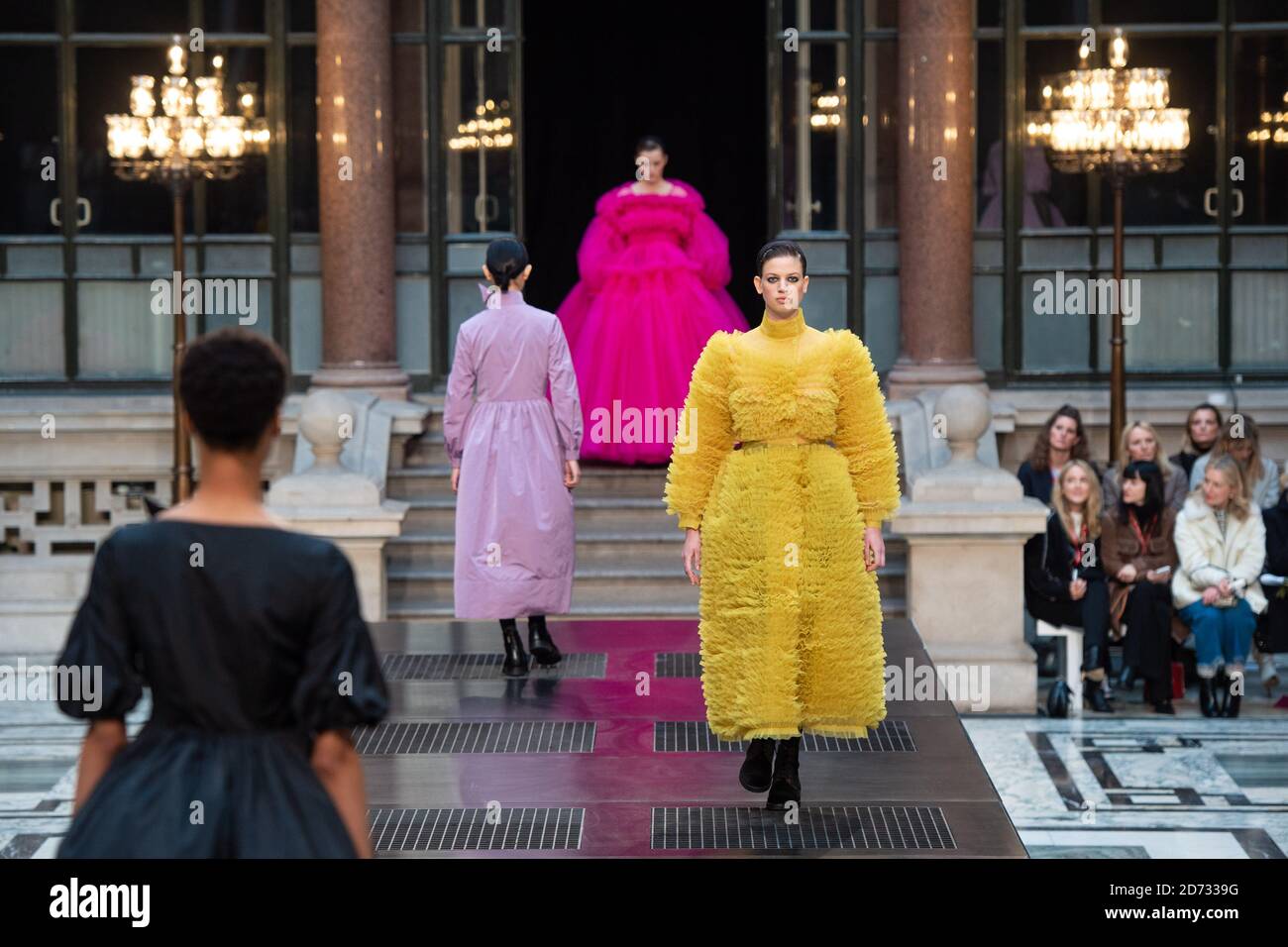 Lily McMenamy on the catwalk during the Molly Goddard fashion show ...