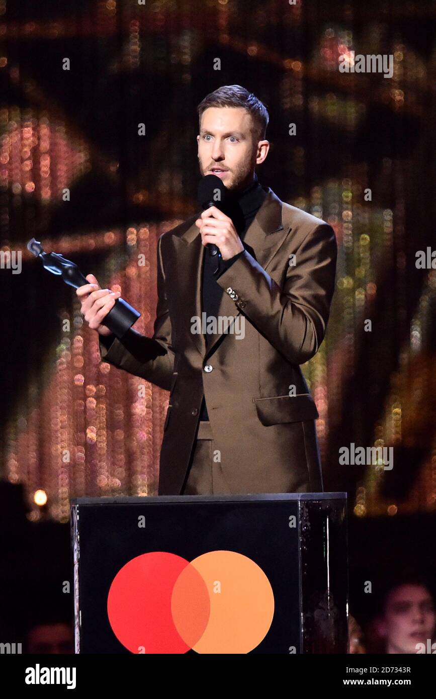 Calvin Harris with the award for Best British Producer on stage at the ...