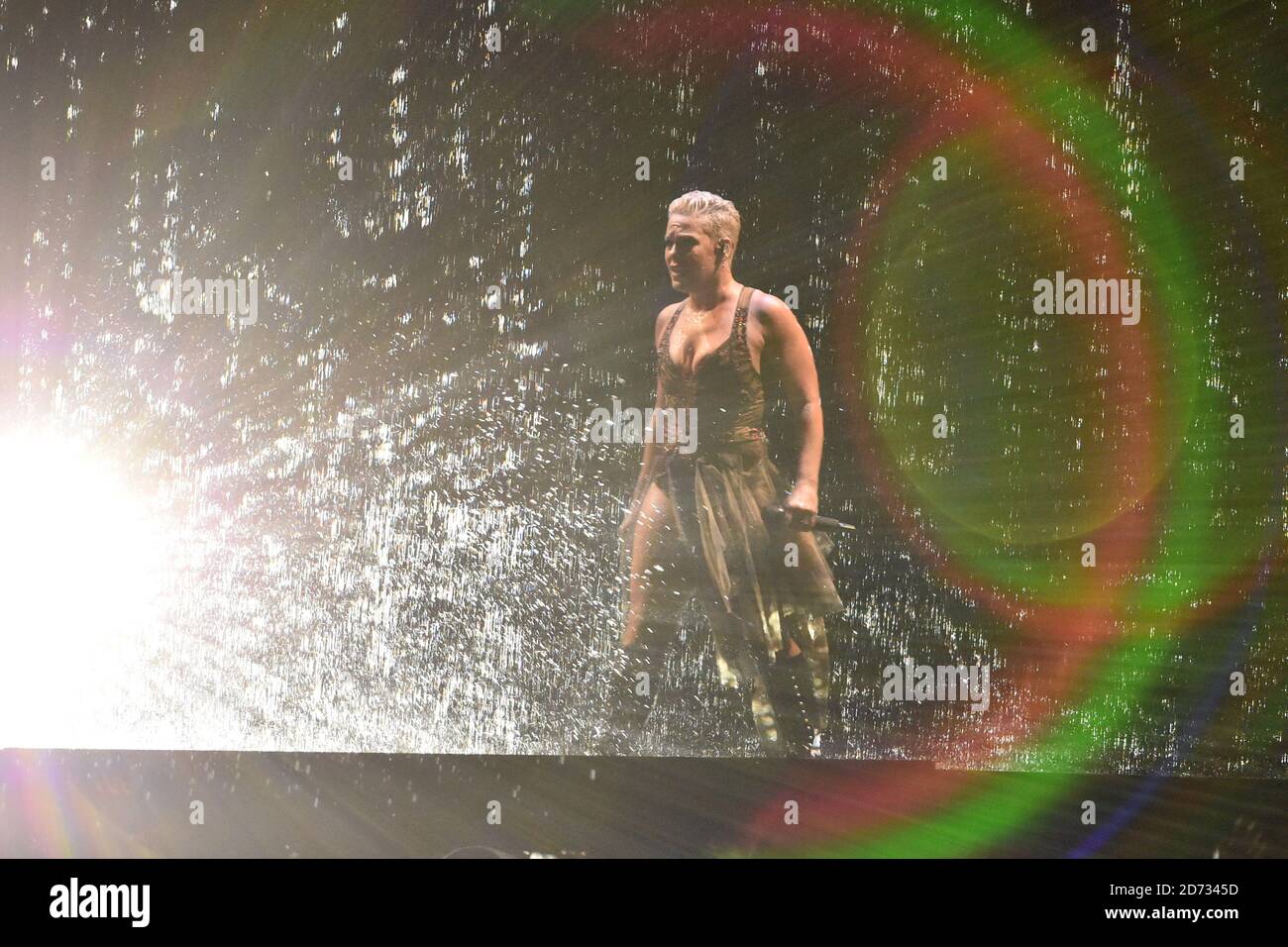 Pink on stage at the Brit Awards 2019 at the O2 Arena, London. Photo ...