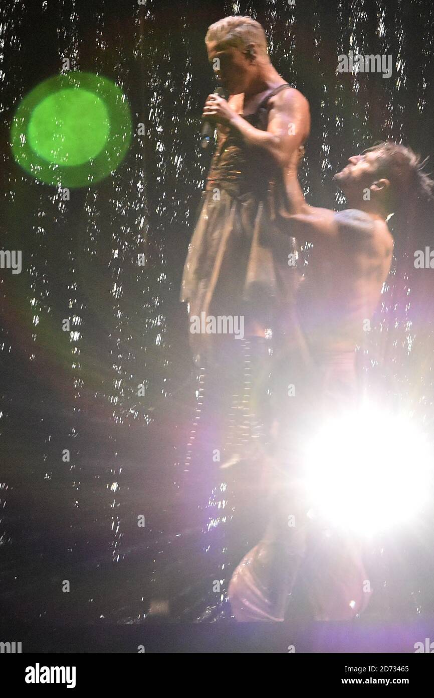 Pink on stage at the Brit Awards 2019 at the O2 Arena, London. Photo ...