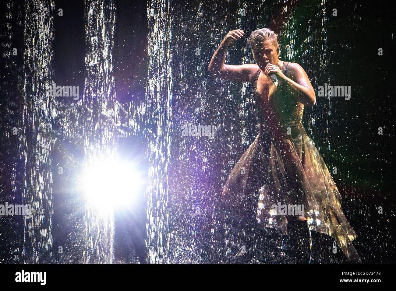 Pink on stage at the Brit Awards 2019 at the O2 Arena, London. Photo ...