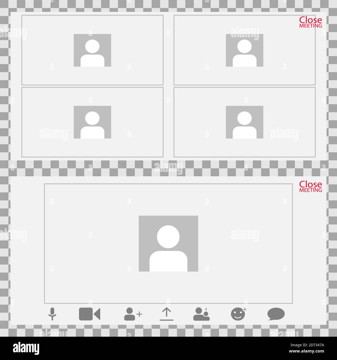 Landing video conferencing. Screenshot phone. Vector workspace page for ...