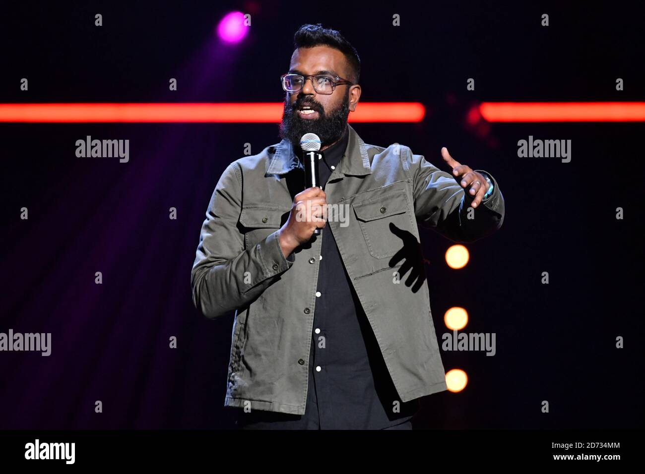 Romesh Ranganathan performing during the Teenage Cancer Trust comedy ...
