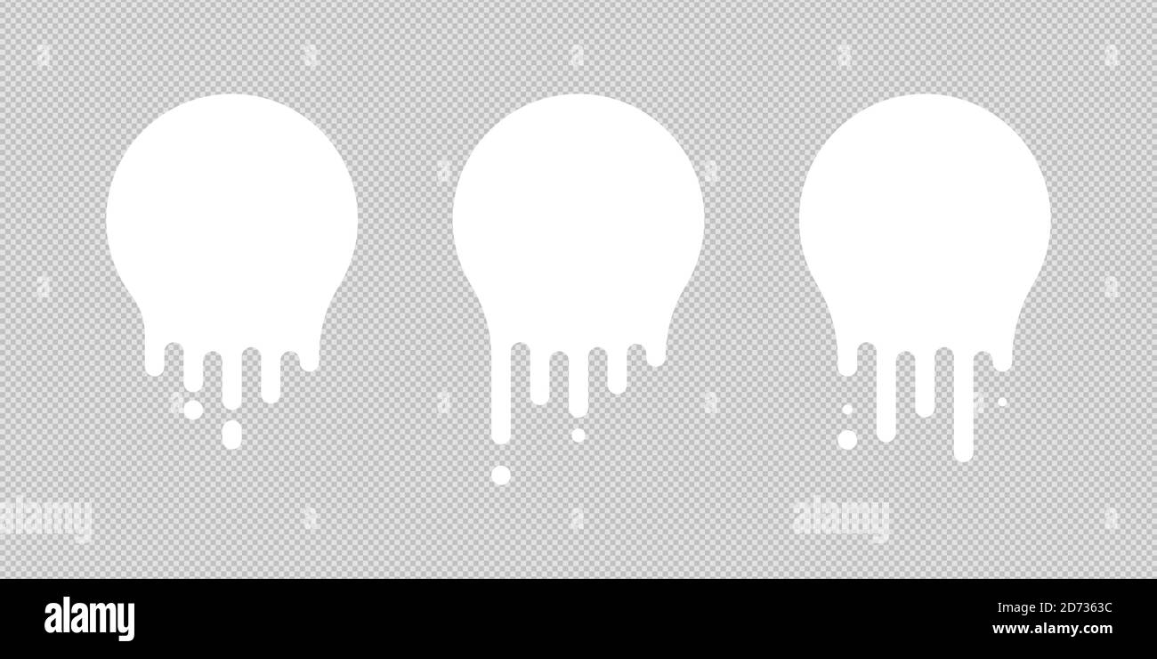 Paint drip stickers, circle white melt drop vector icons. Vector milk ...
