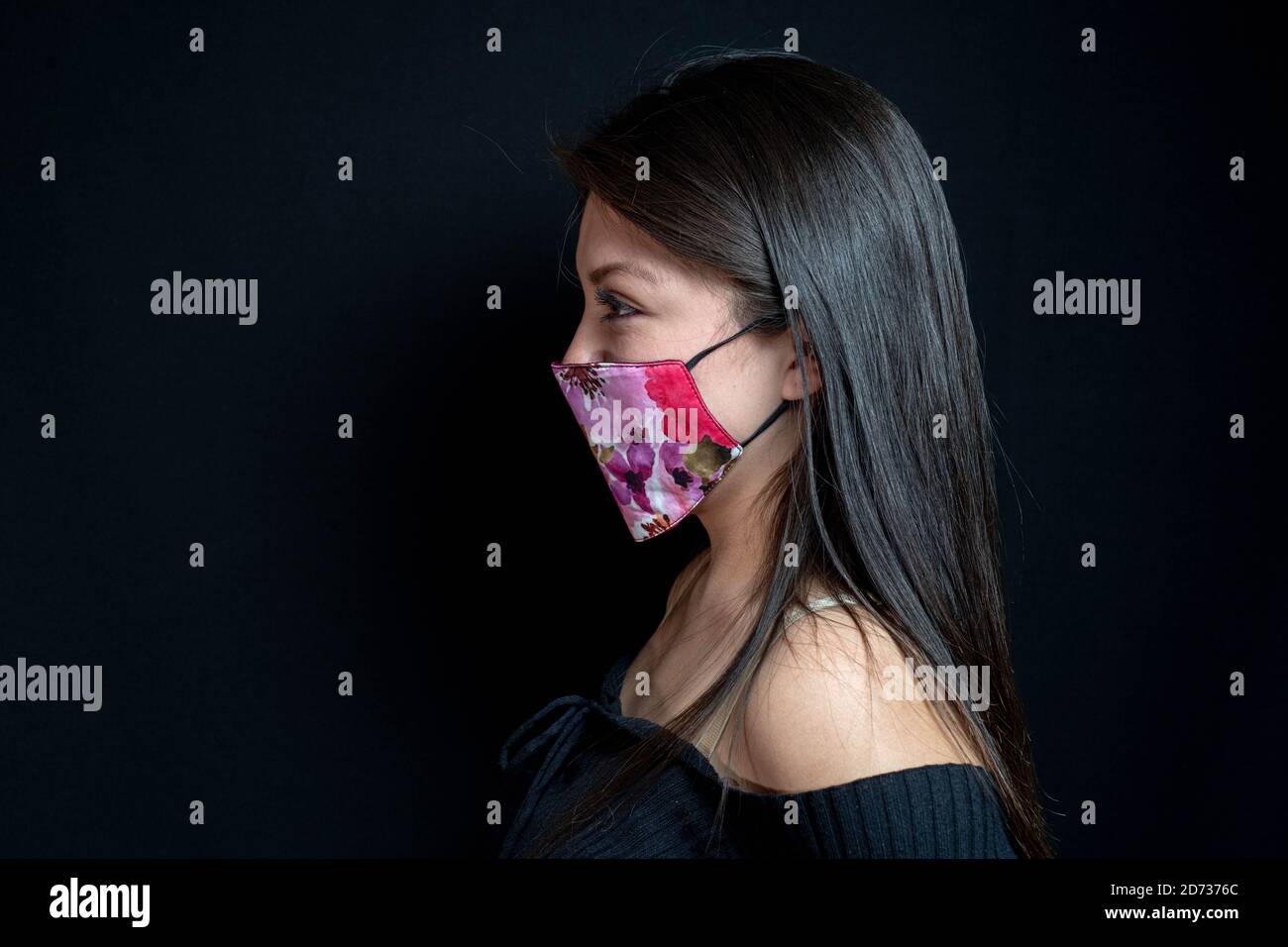 young woman from left profile with mask Stock Photo - Alamy