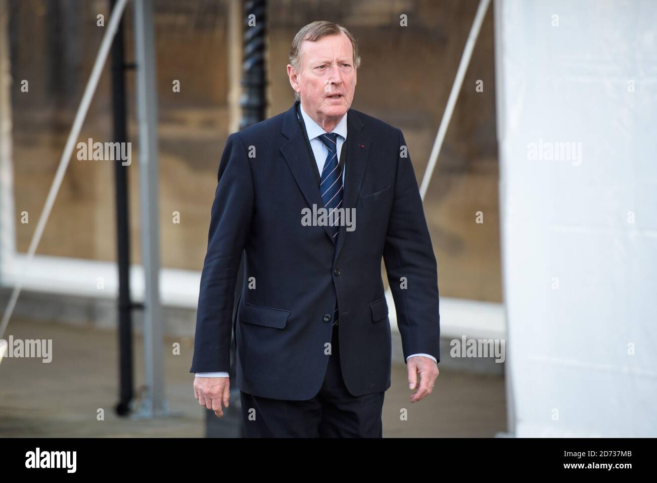 Lord Trimble outside the House of Commons, which is sitting on a ...