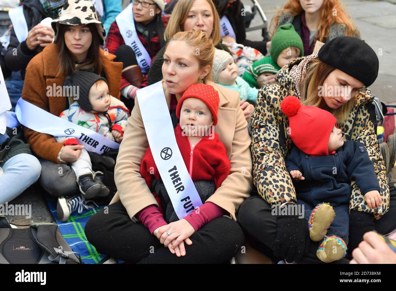Extinction Rebellion Mothers and Babies stage a 'roving sit-in and ...