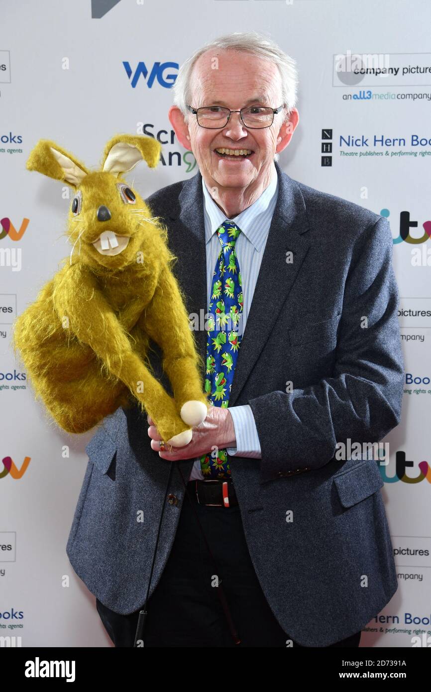 Nigel Plaskitt with Harley Hare arrives at The Writers' Guild Awards ...
