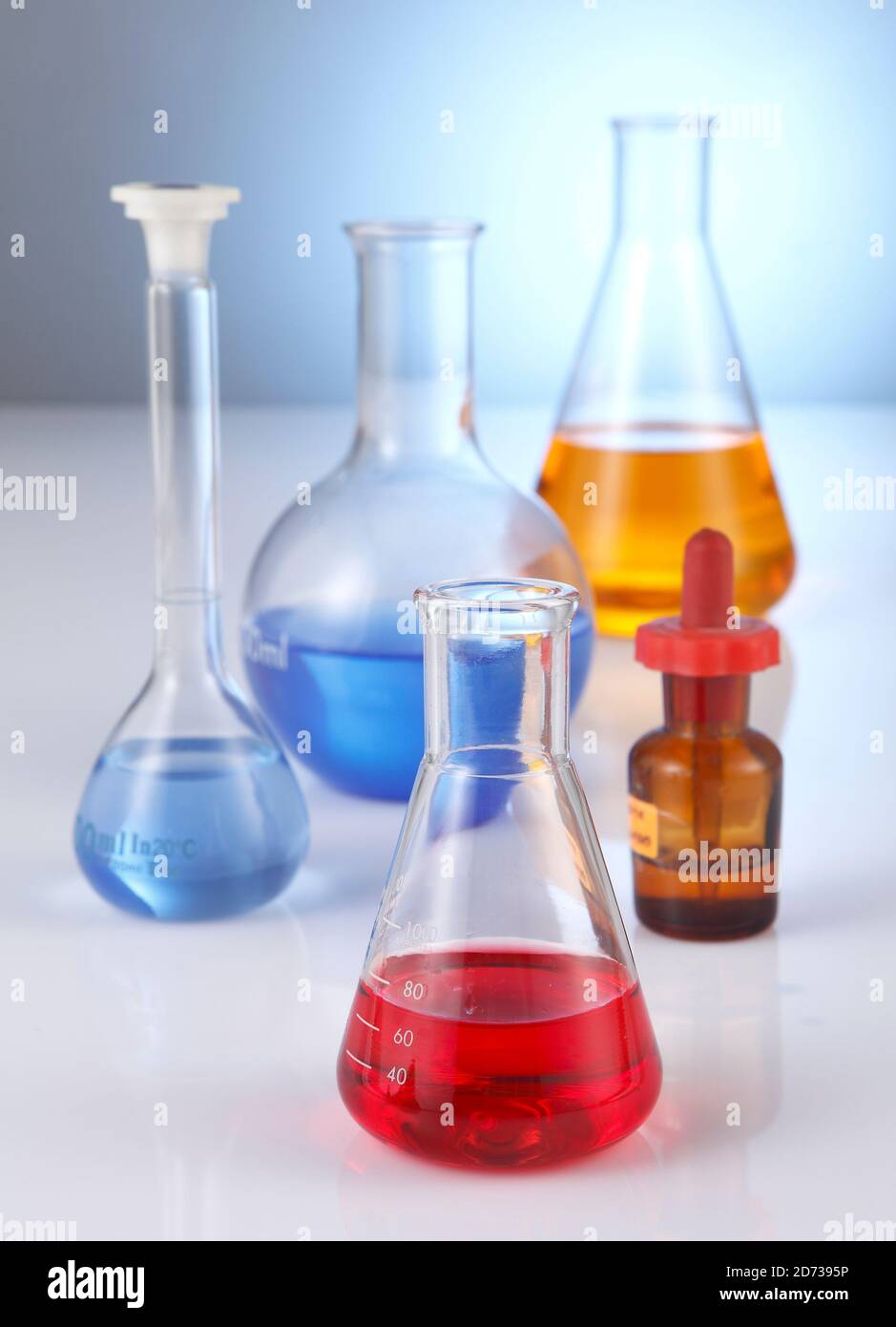 Chemical laboratory flask with liquid Stock Photo - Alamy