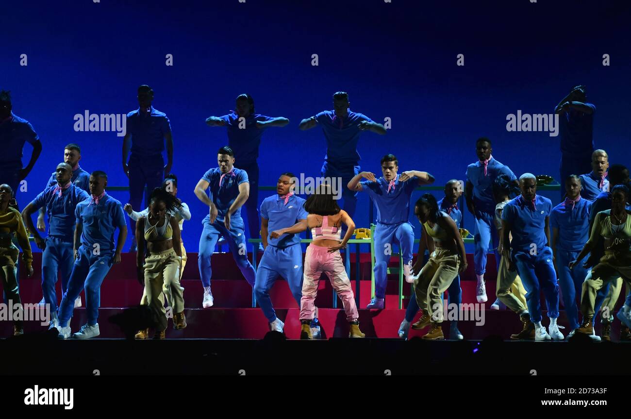 Mabel on stage at the Brit Awards 2020 at the O2 Arena, London Stock ...