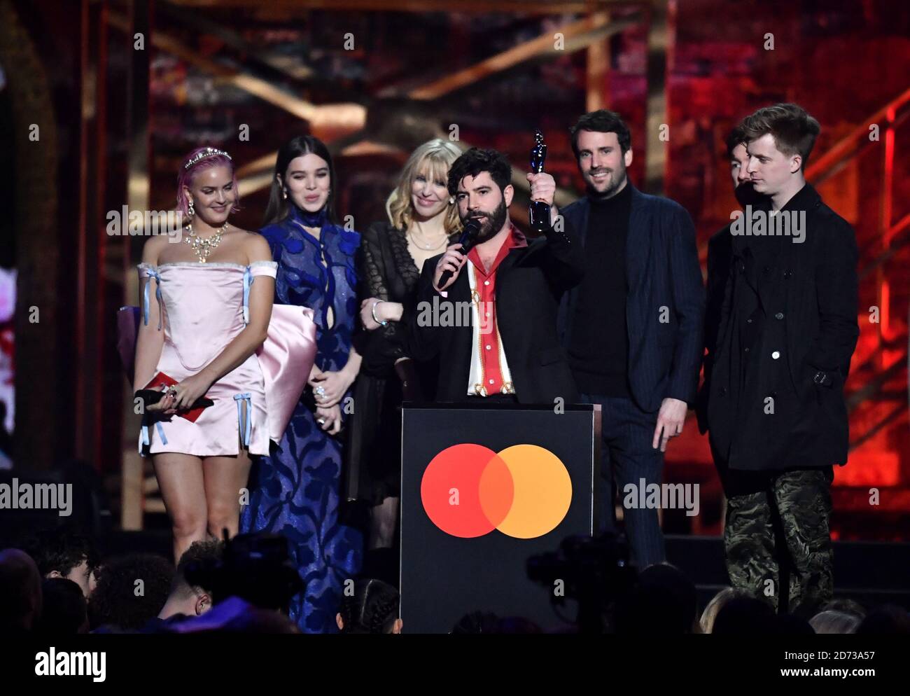 The Foals on stage at the Brit Awards 2020 at the O2 Arena, London ...