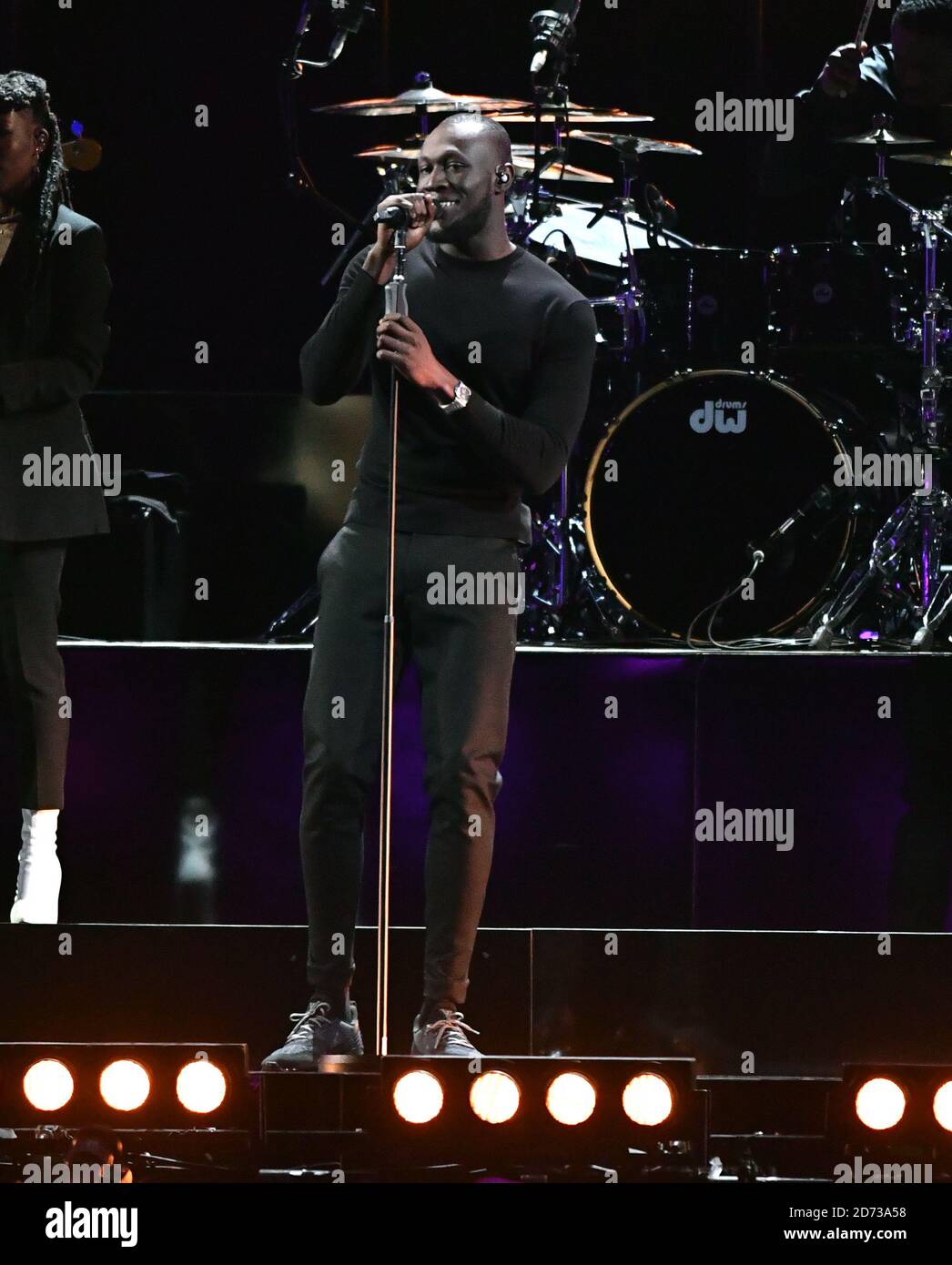 Stormzy on stage at the Brit Awards 2020 at the O2 Arena, London Stock ...