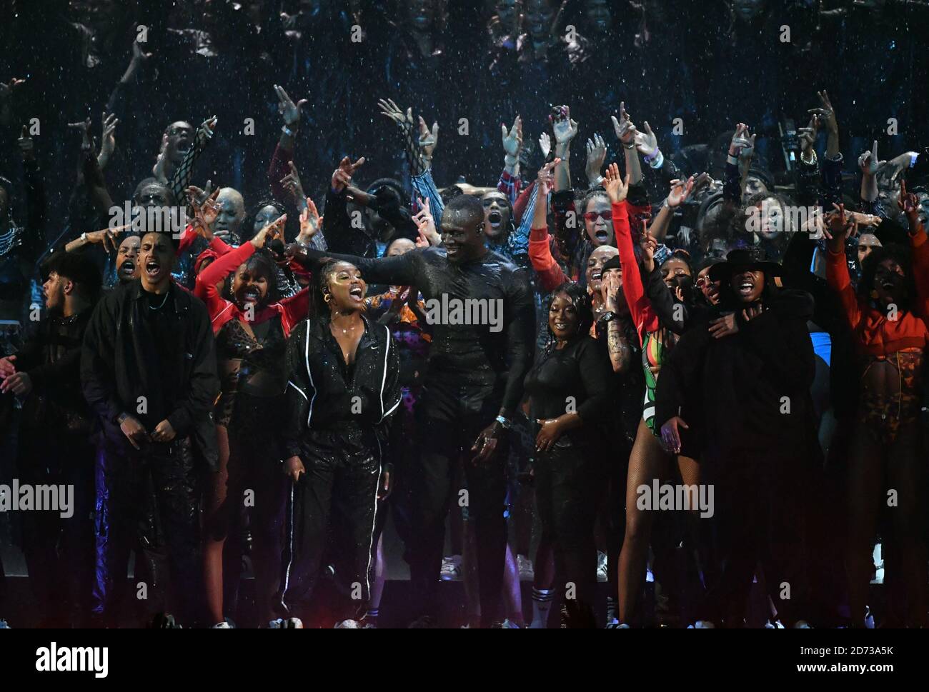 Stormzy on stage at the Brit Awards 2020 at the O2 Arena, London Stock ...