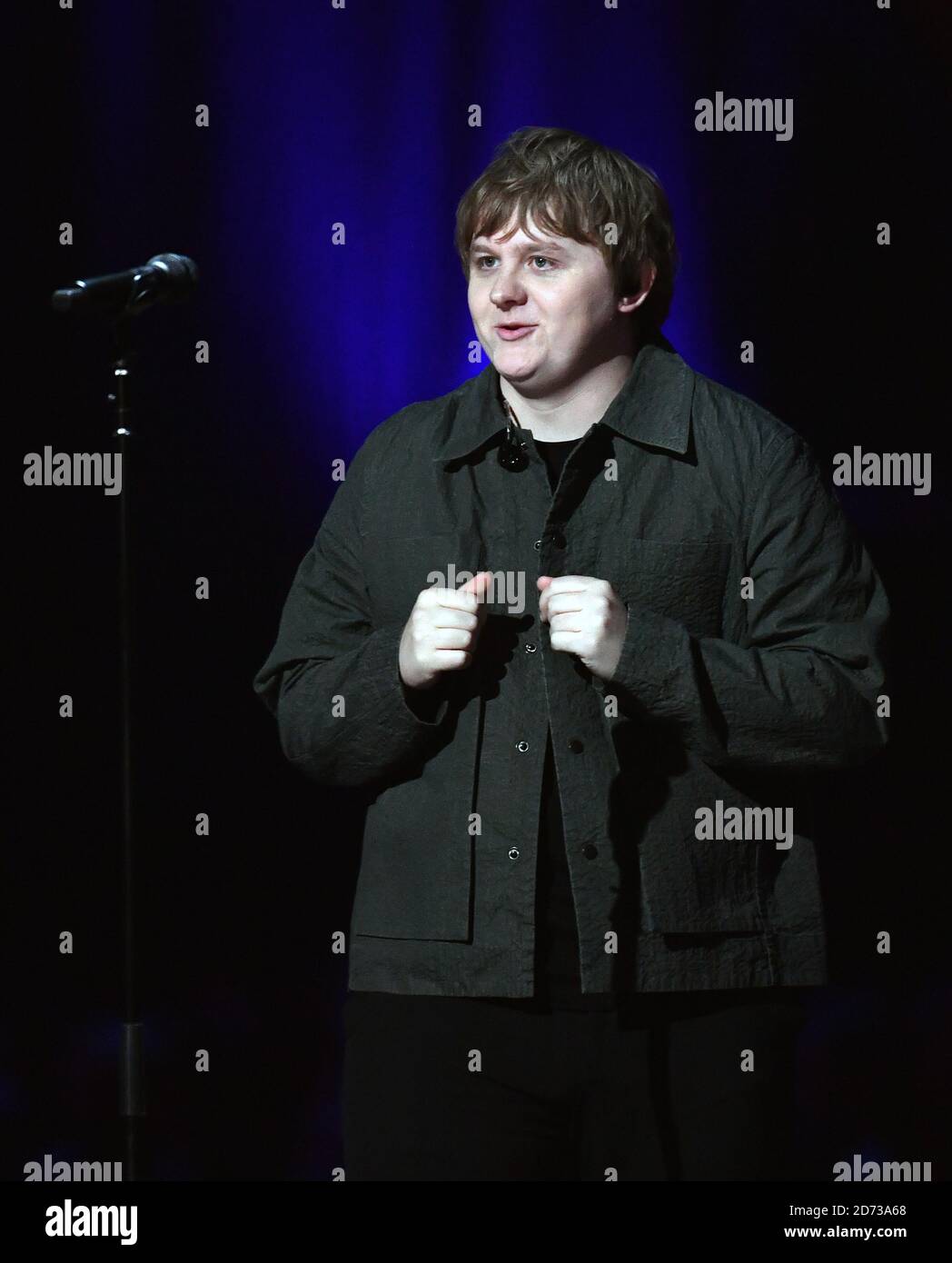 Lewis Capaldi on stage at the Brit Awards 2020 at the O2 Arena, London ...