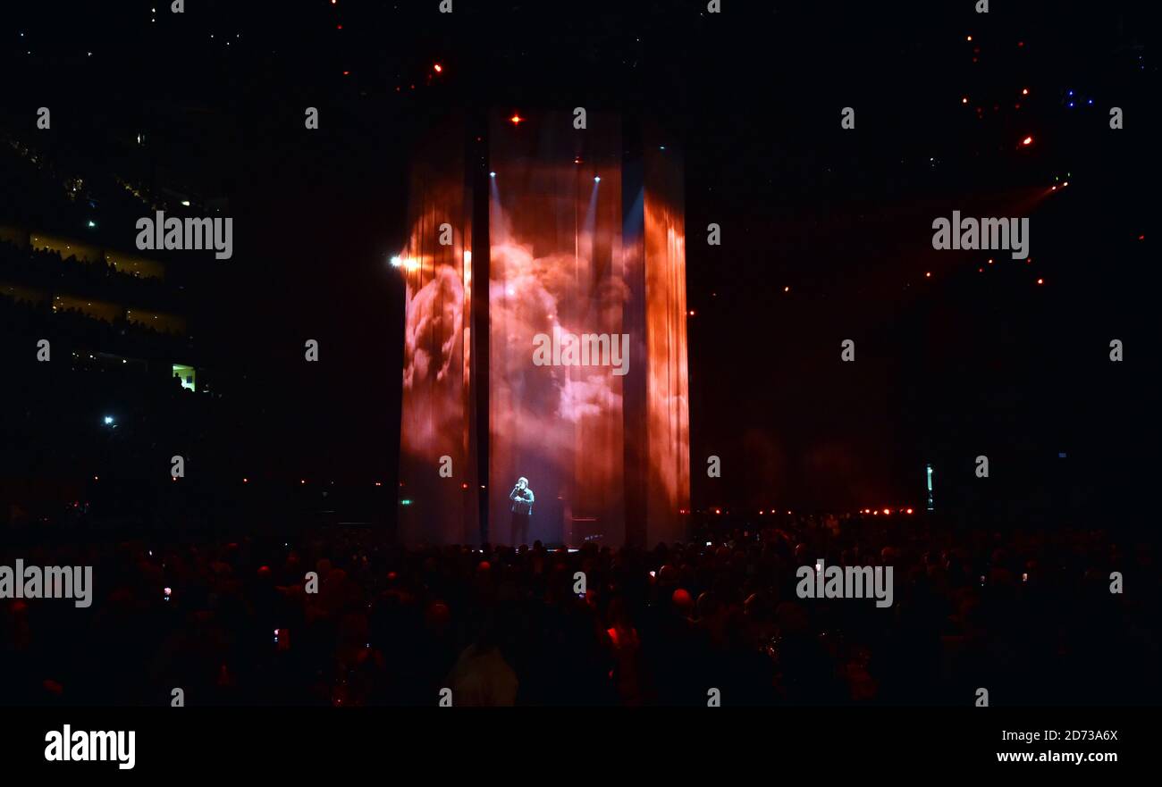 Lewis Capaldi on stage at the Brit Awards 2020 at the O2 Arena, London ...