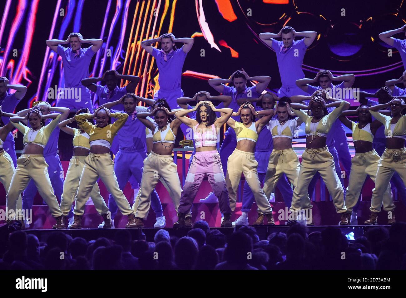 Mabel on stage at the Brit Awards 2020, at the O2 Arena, London ...