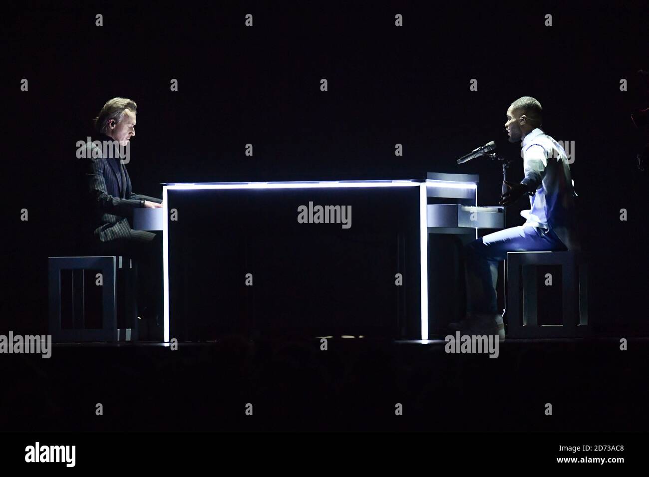 Dave on stage at the Brit Awards 2020, at the O2 Arena, London. Picture ...