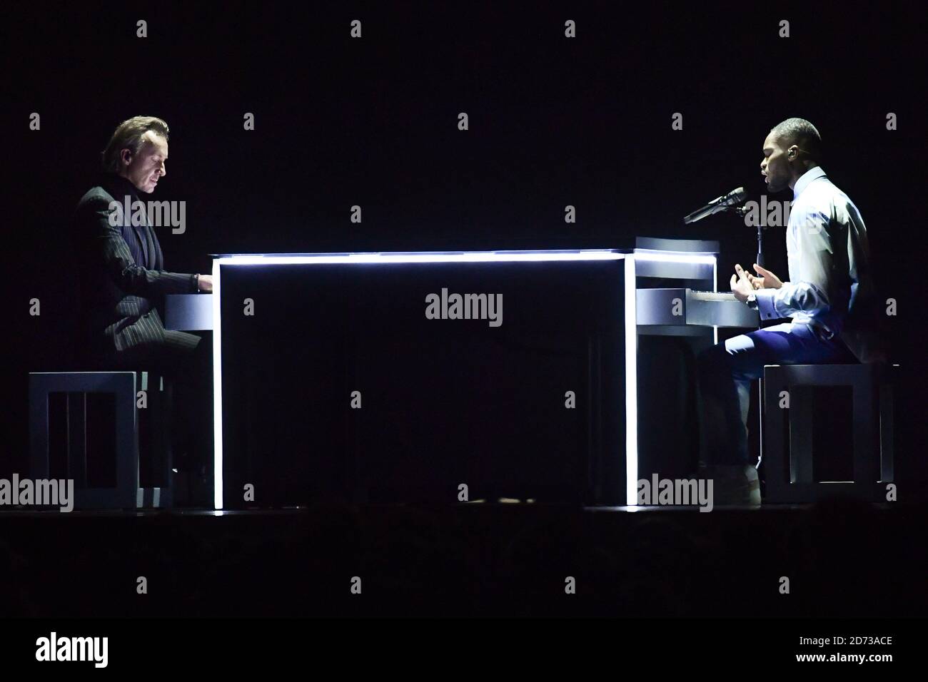 Dave on stage at the Brit Awards 2020, at the O2 Arena, London. Picture ...