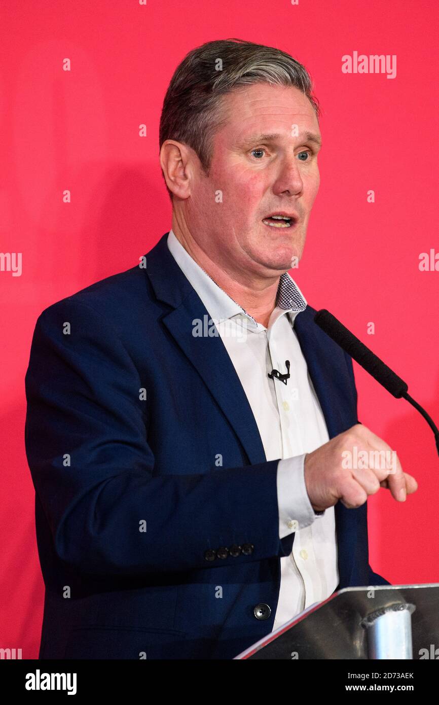 Keir Starmer speaking during a leadership hustings event for the Labour ...