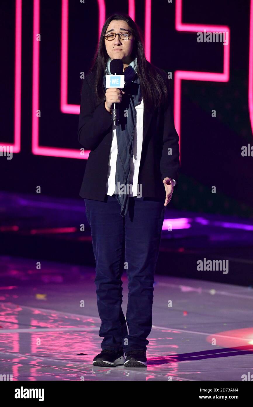 Elizabeth Theodorou on stage during the WE Day UK charity event and ...